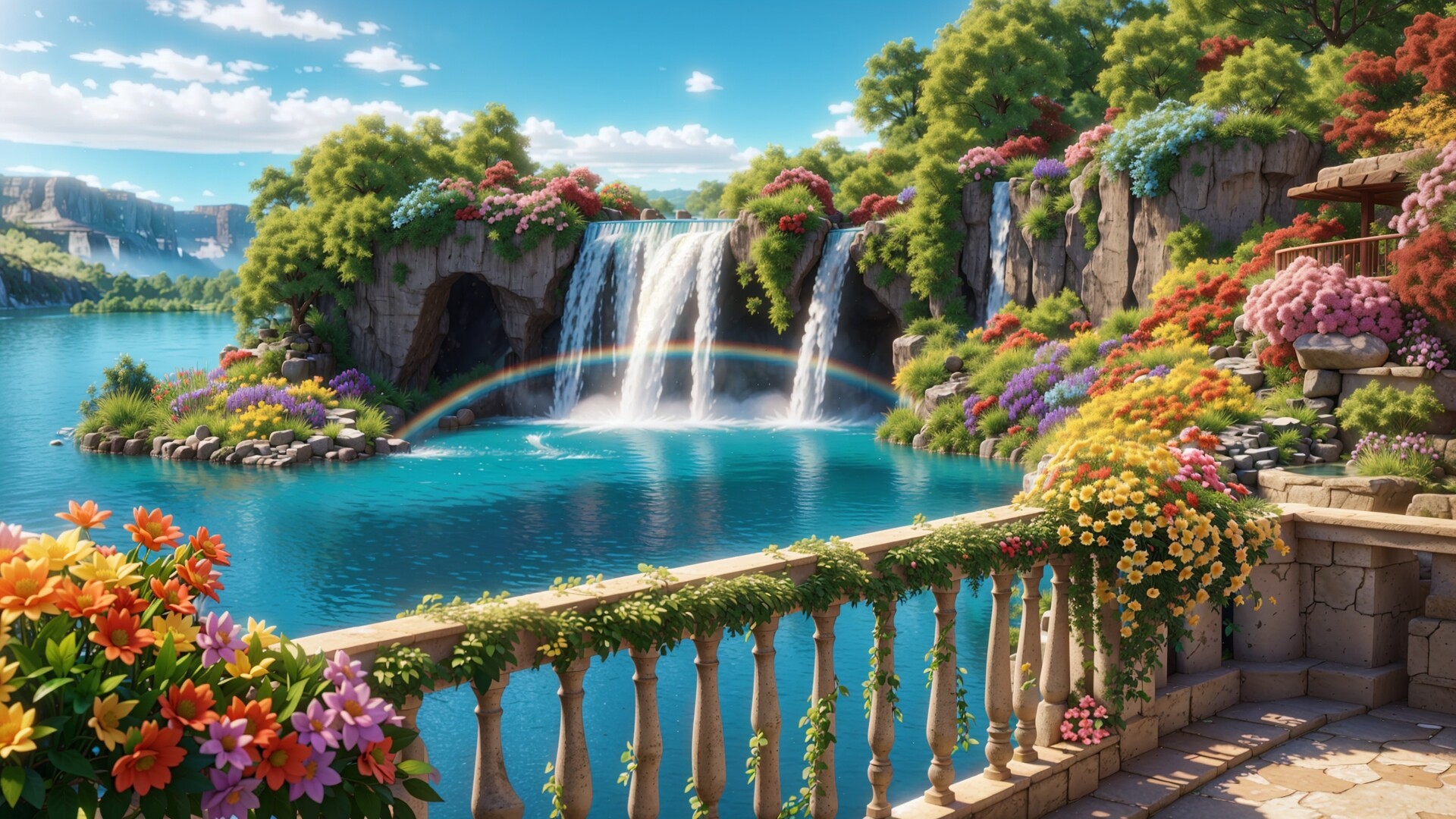 Delia Wright - Natural Waterfall - An Enchanting Cascade