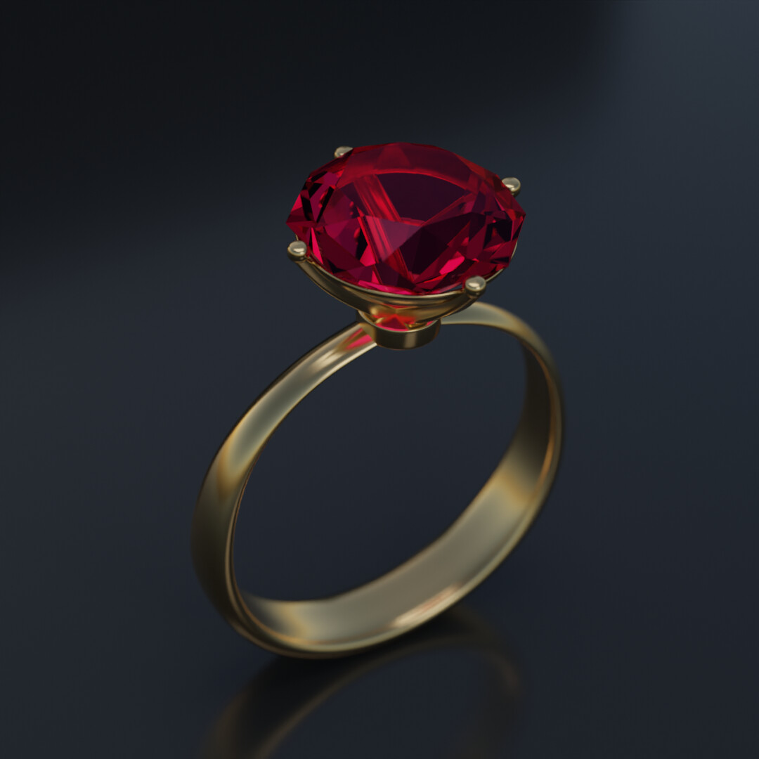 ArtStation - Red Diamond Gold Ring - A Photorealistic Blender Creation