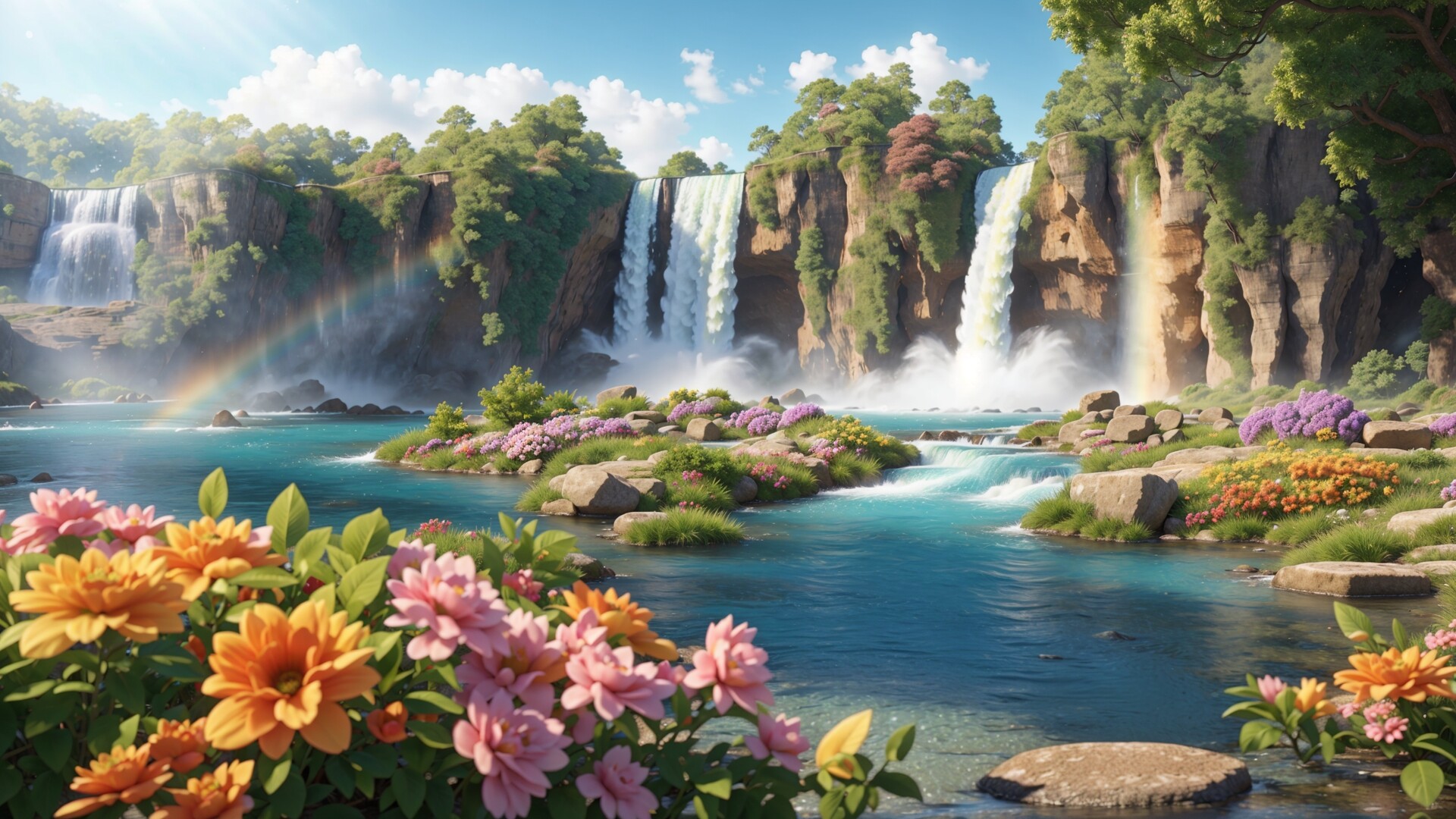 Delia Wright - Natural Waterfall - An Enchanting Cascade