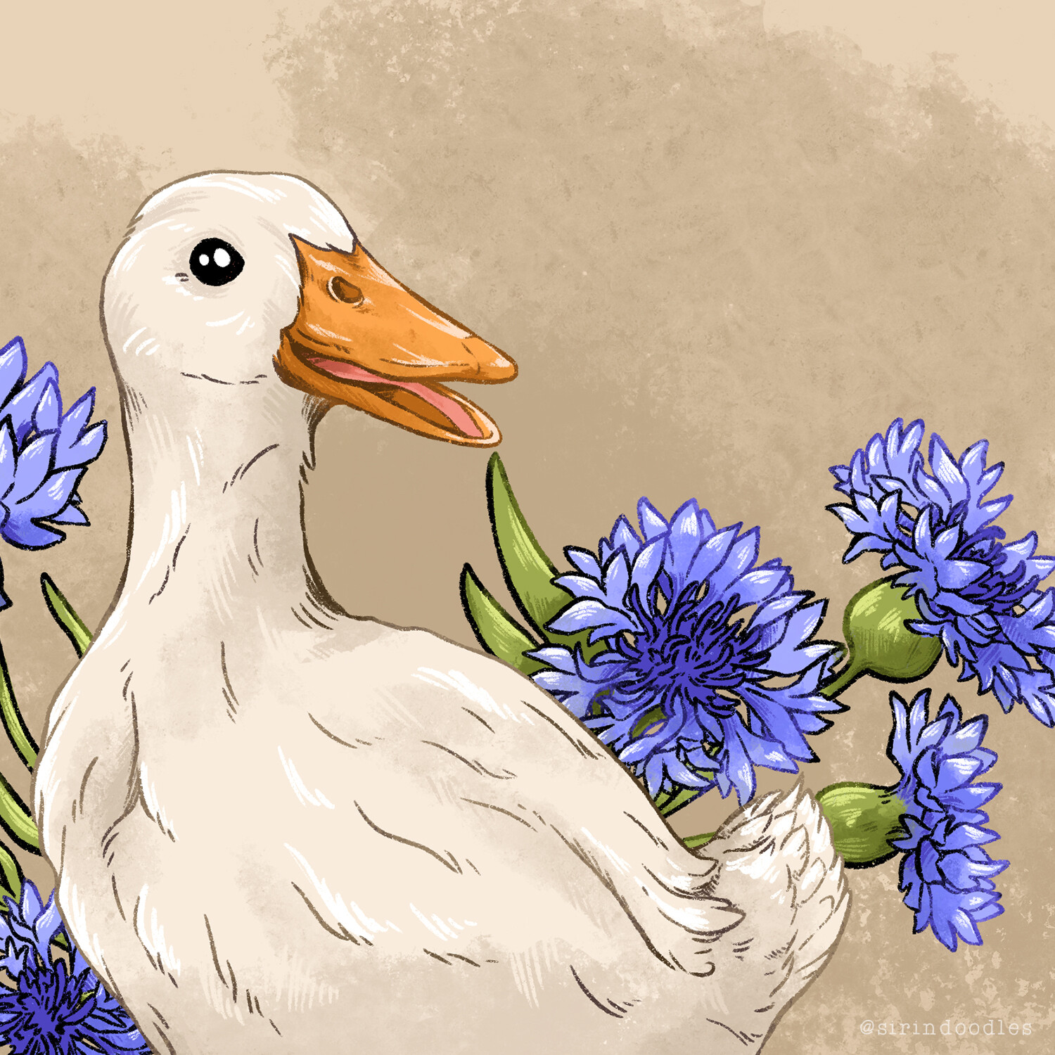 Sirin Doodles - Duck illustration - With cottage core journal sticker set