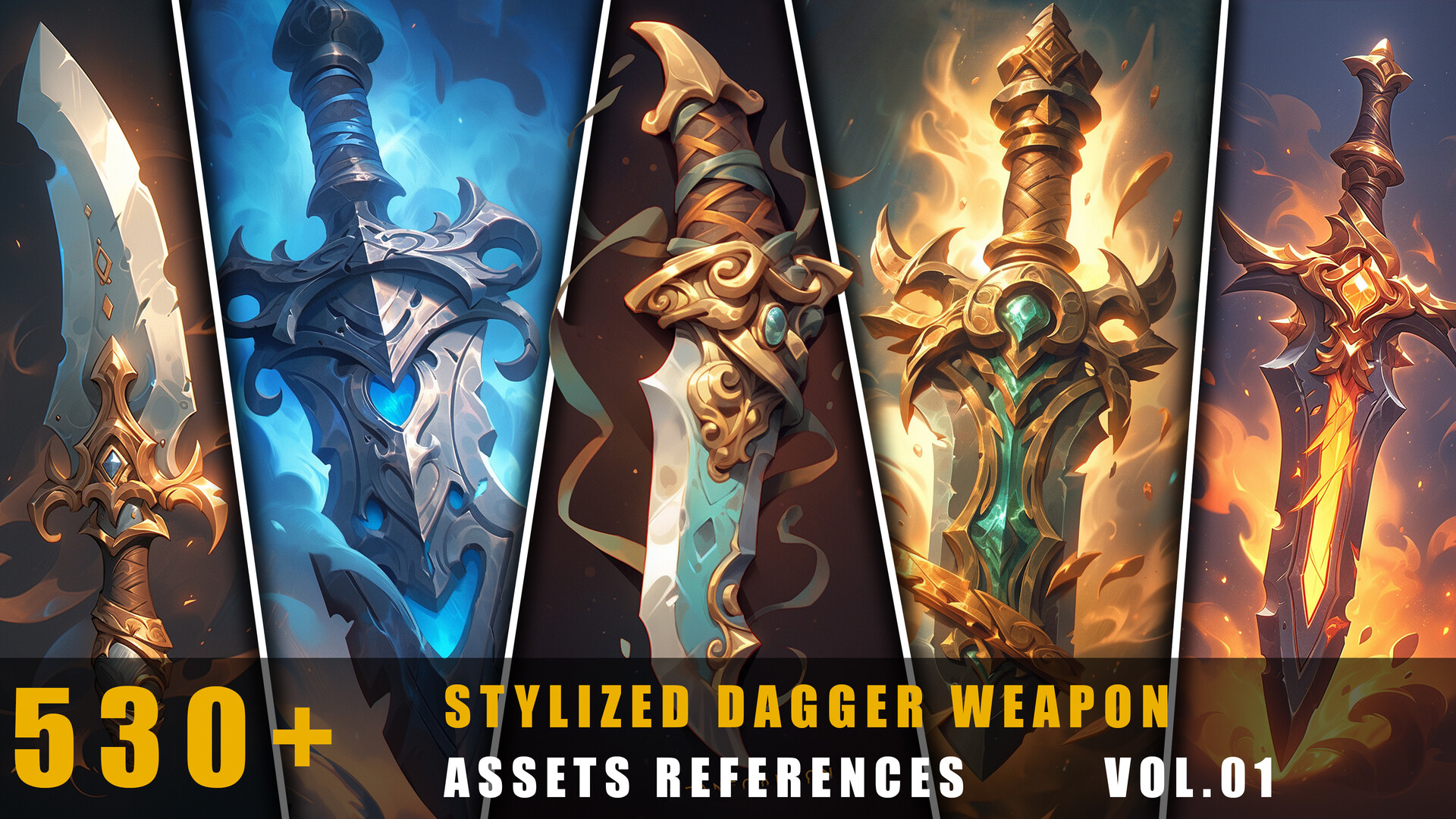 WaterLaw's Studio - 530+ Stylized Dagger Weapon - Assets References Vol.01