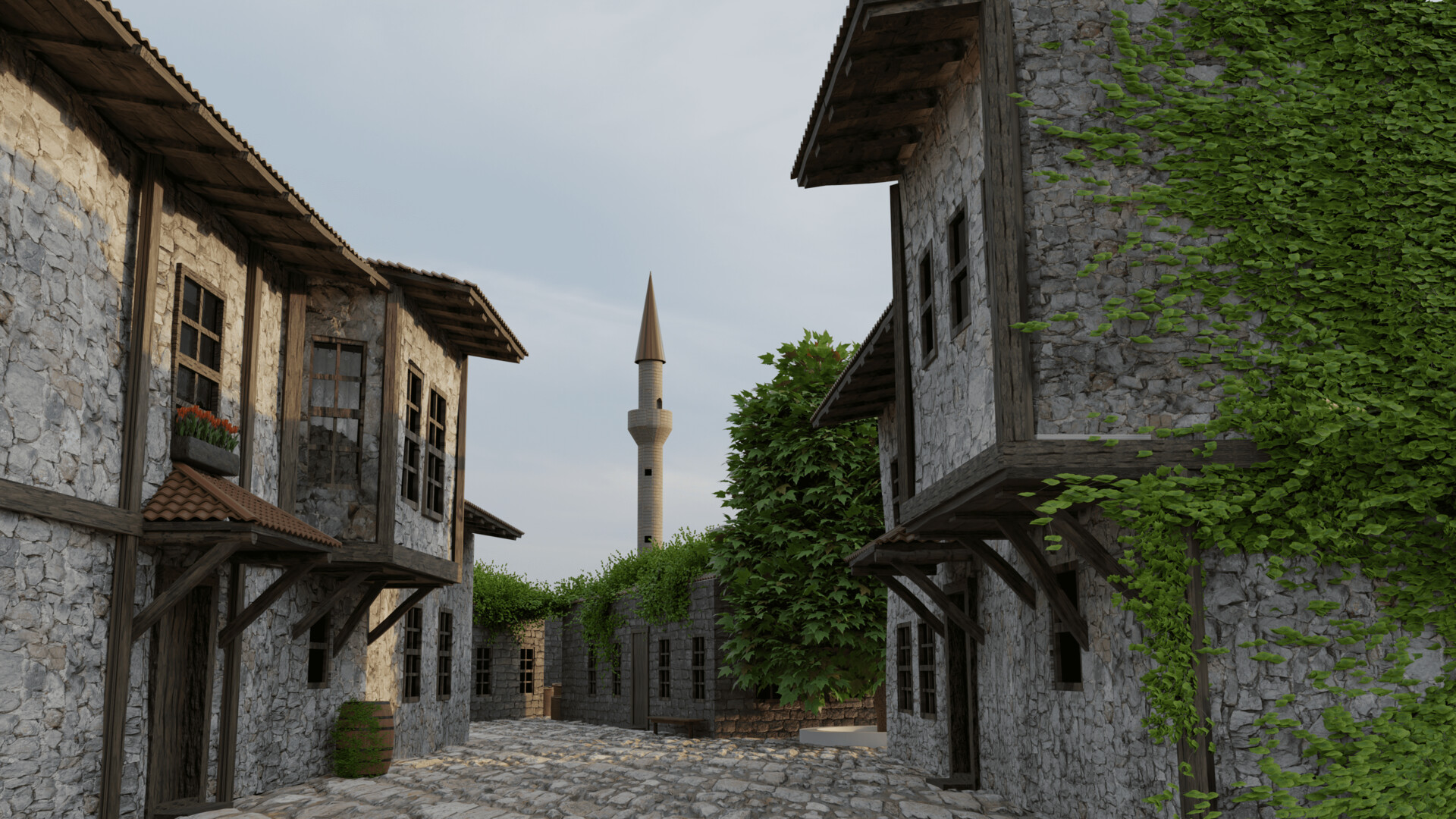 ArtStation - I recreated the stone streets of a historic village with Blender