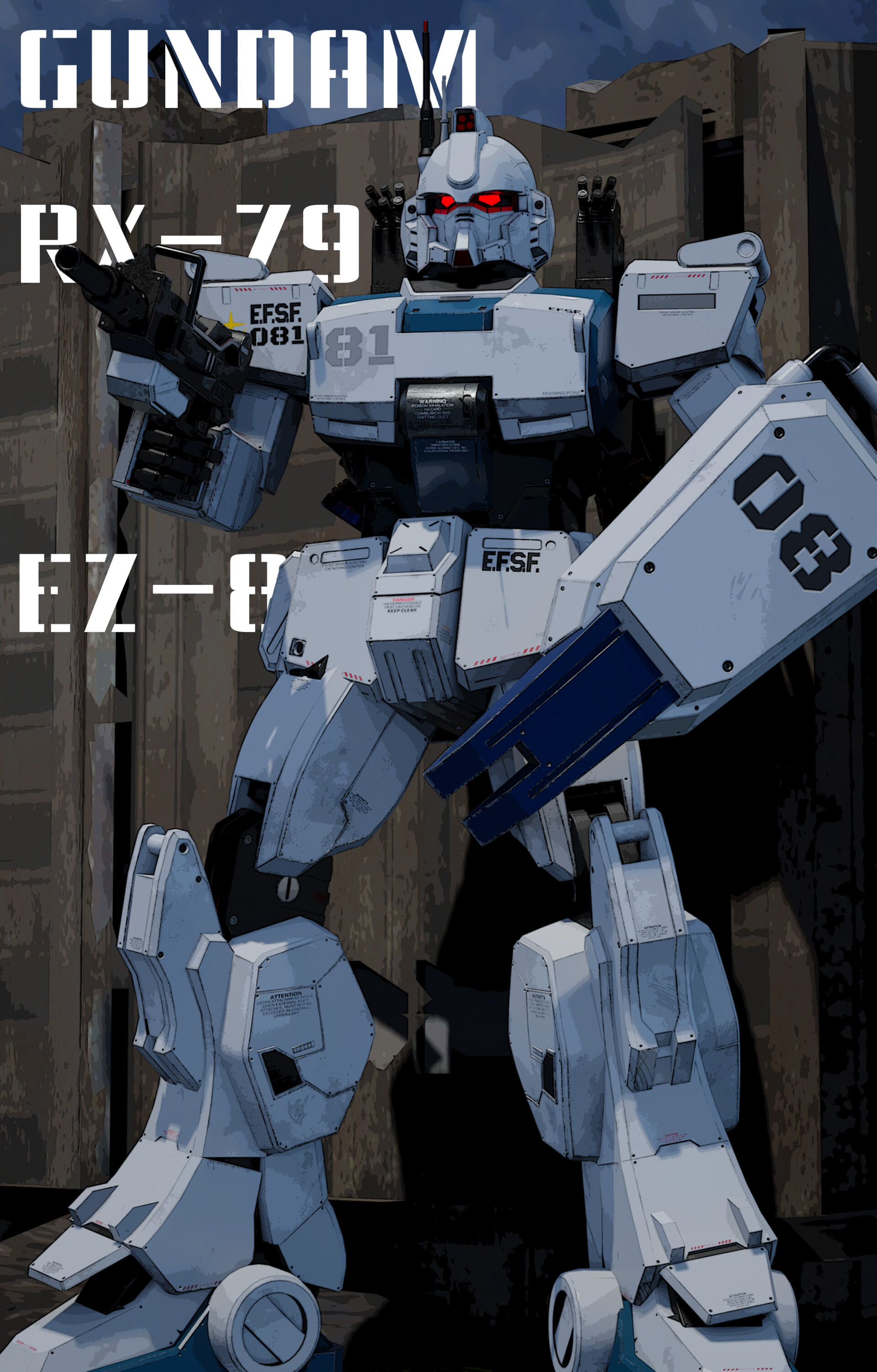 WinglessT易宇 - RX-79[G] EZ-8高达 Gundam Ground Type 建模渲染作品