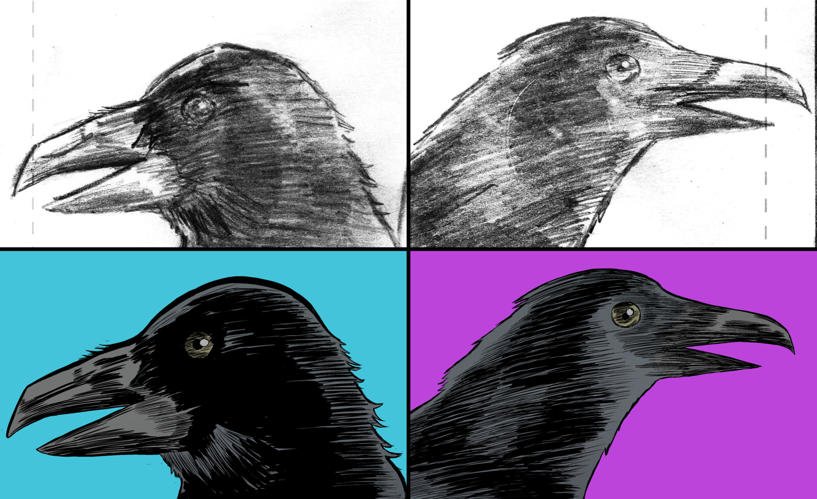 John Porter - NIGHTMARE CROWS (sketch vs. final)