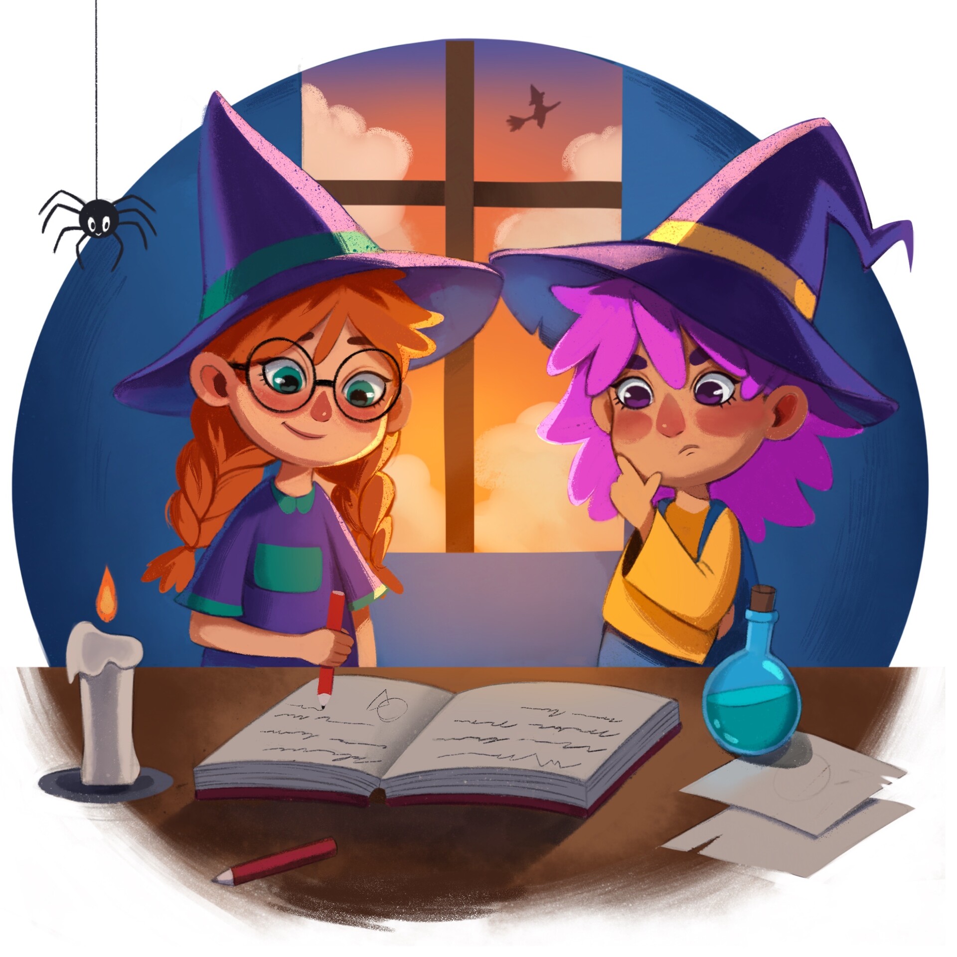 ArtStation - Matilda and Mirta doing homework