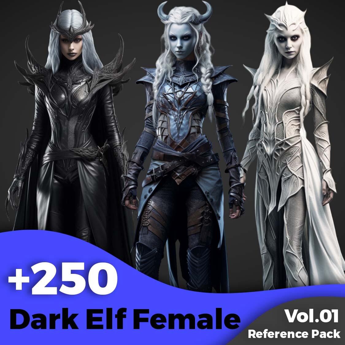 Concept Art - +250 Dark Elf Female Character Concept(4k)