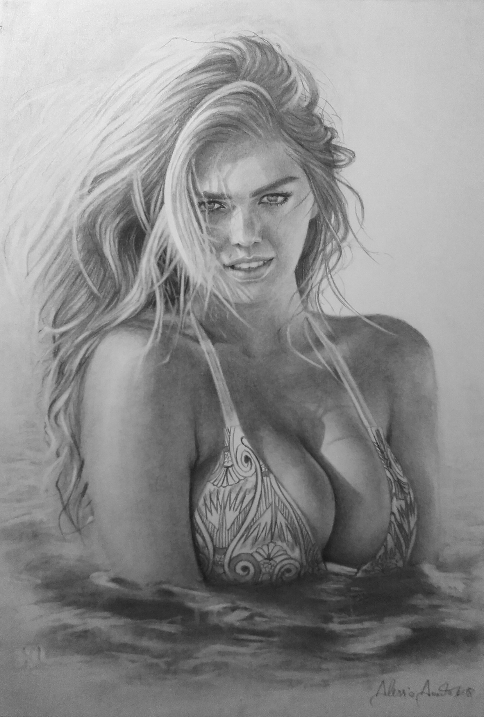 ArtStation - Kate Upton portrait in the sea