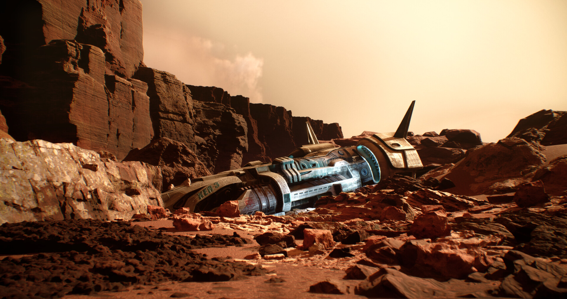 ArtStation - a crashed ship on mars