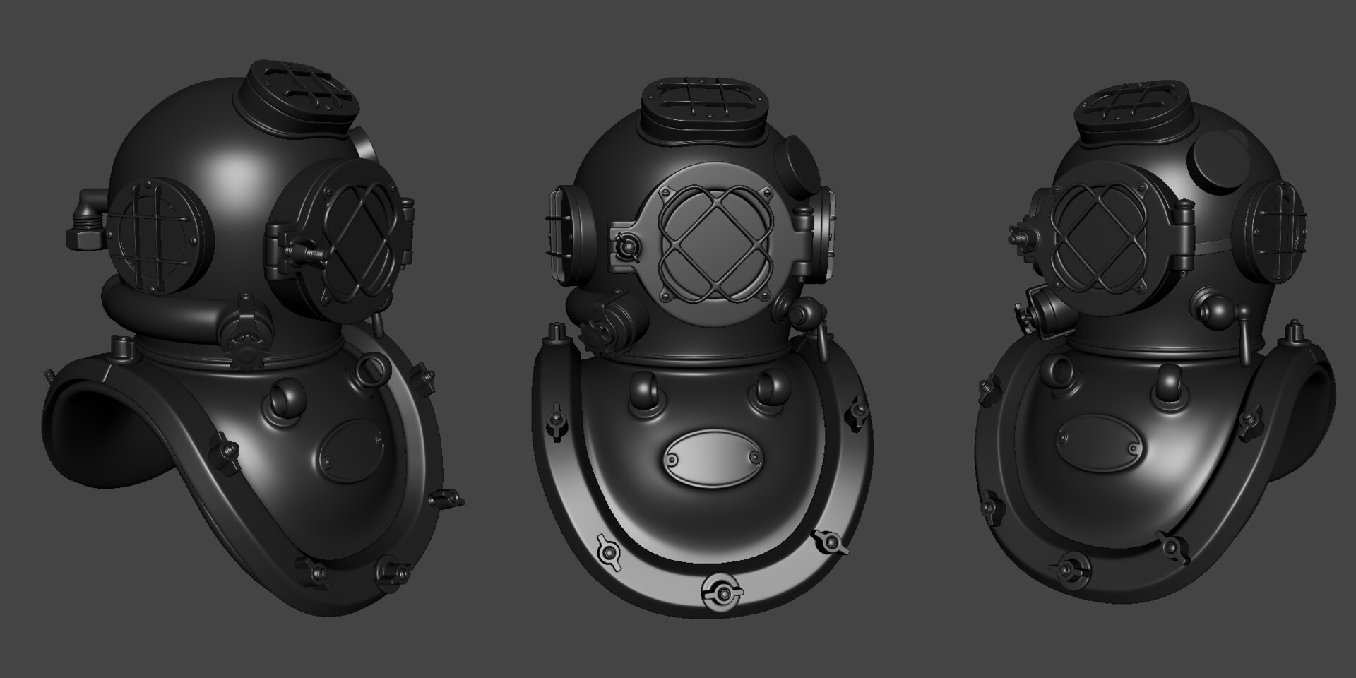 ArtStation - Mark V. Diving Helmet Hardsurface modeling practice