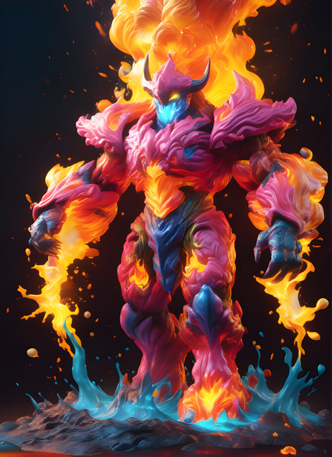 ArtStation - full body portrait of a lava golem