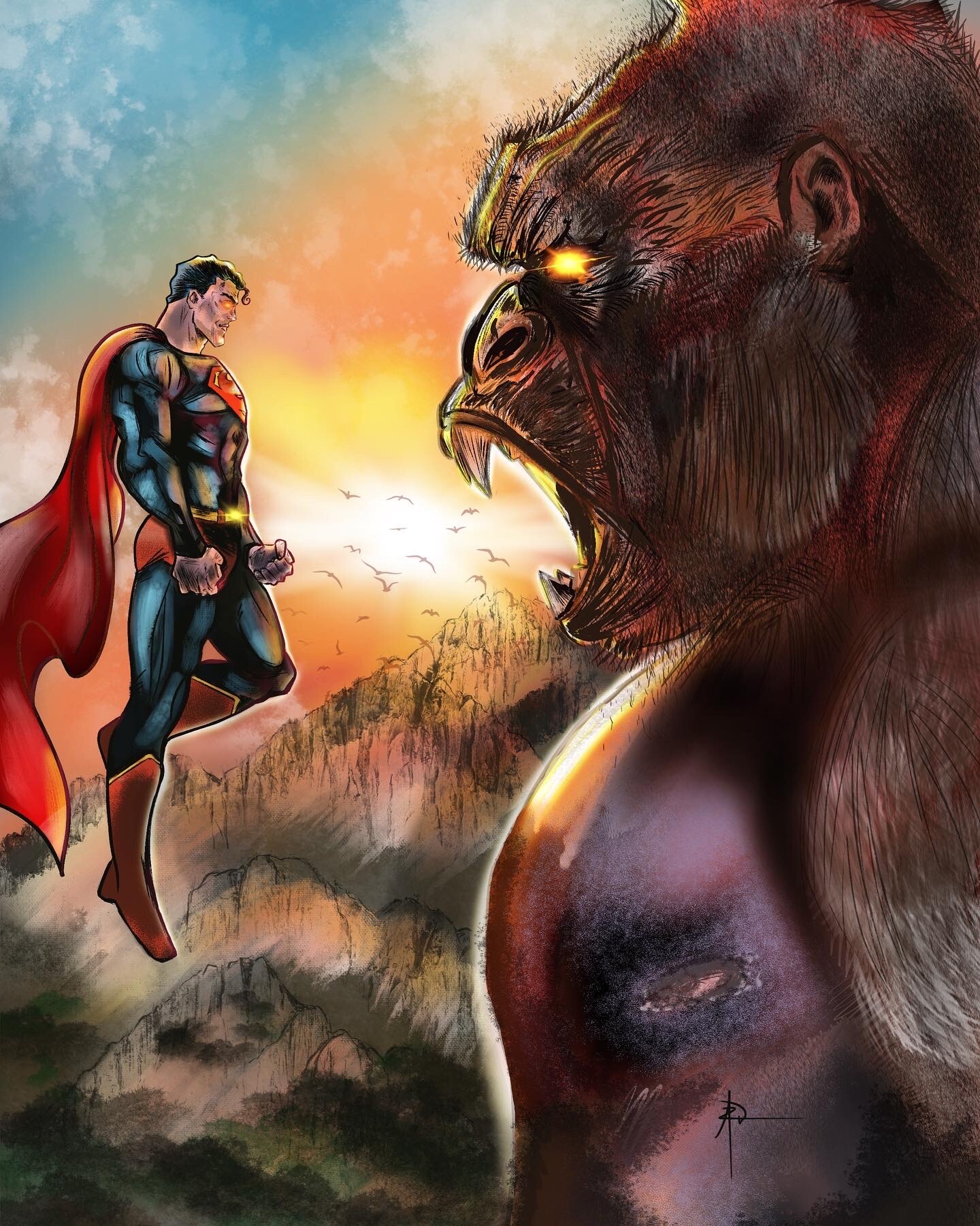 ArtStation - Superman VS Kong