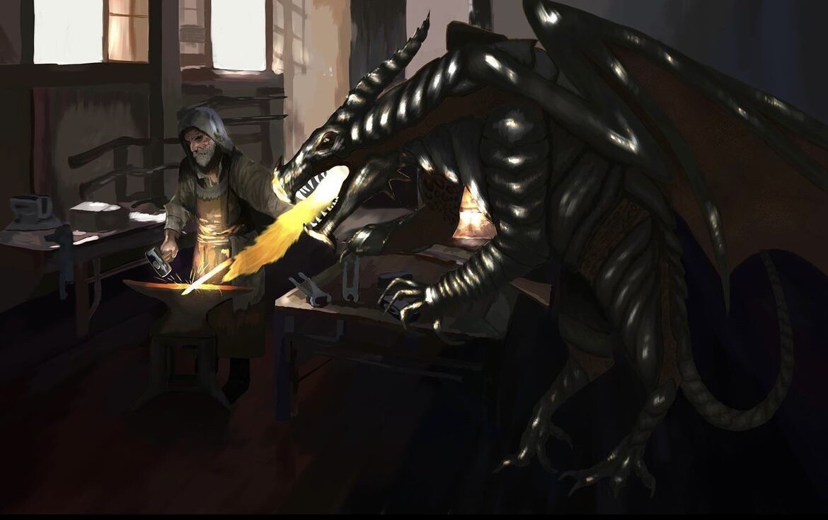 ArtStation - Blacksmith and His Dragon