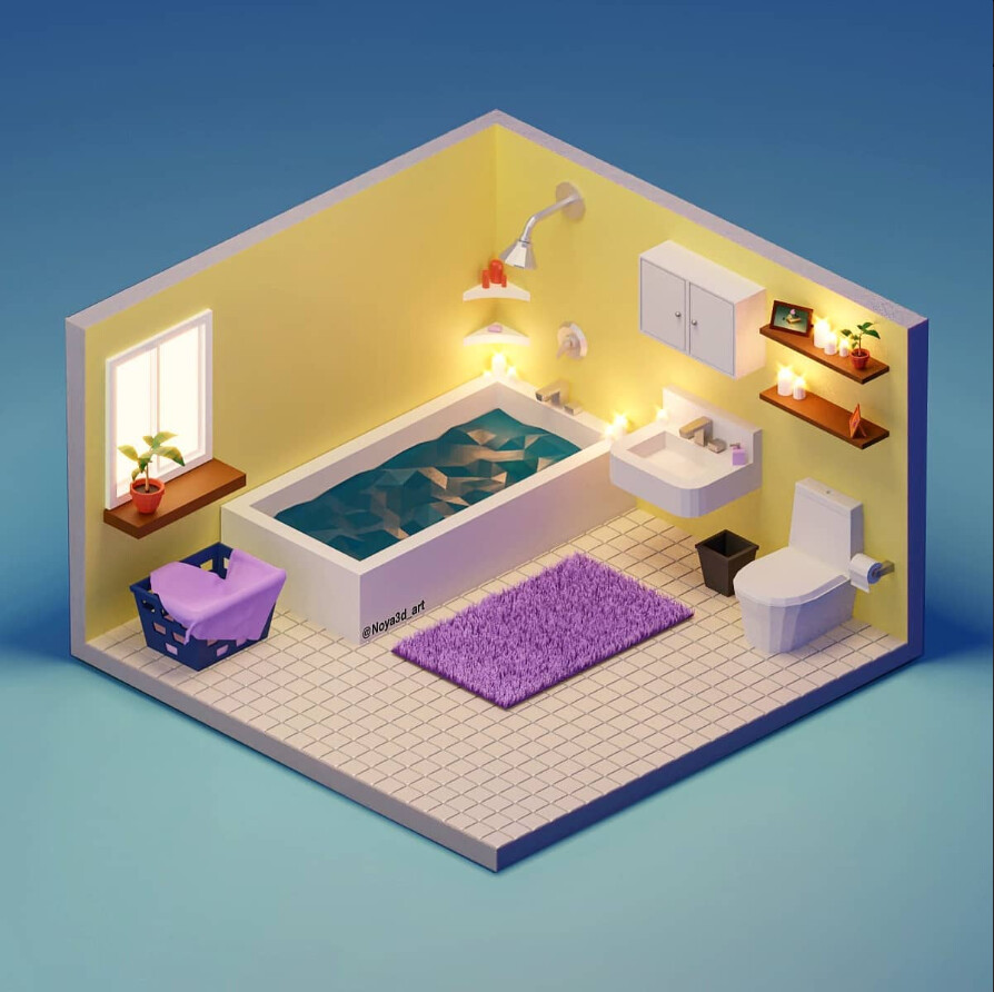 ArtStation - Low Poly Bathroom