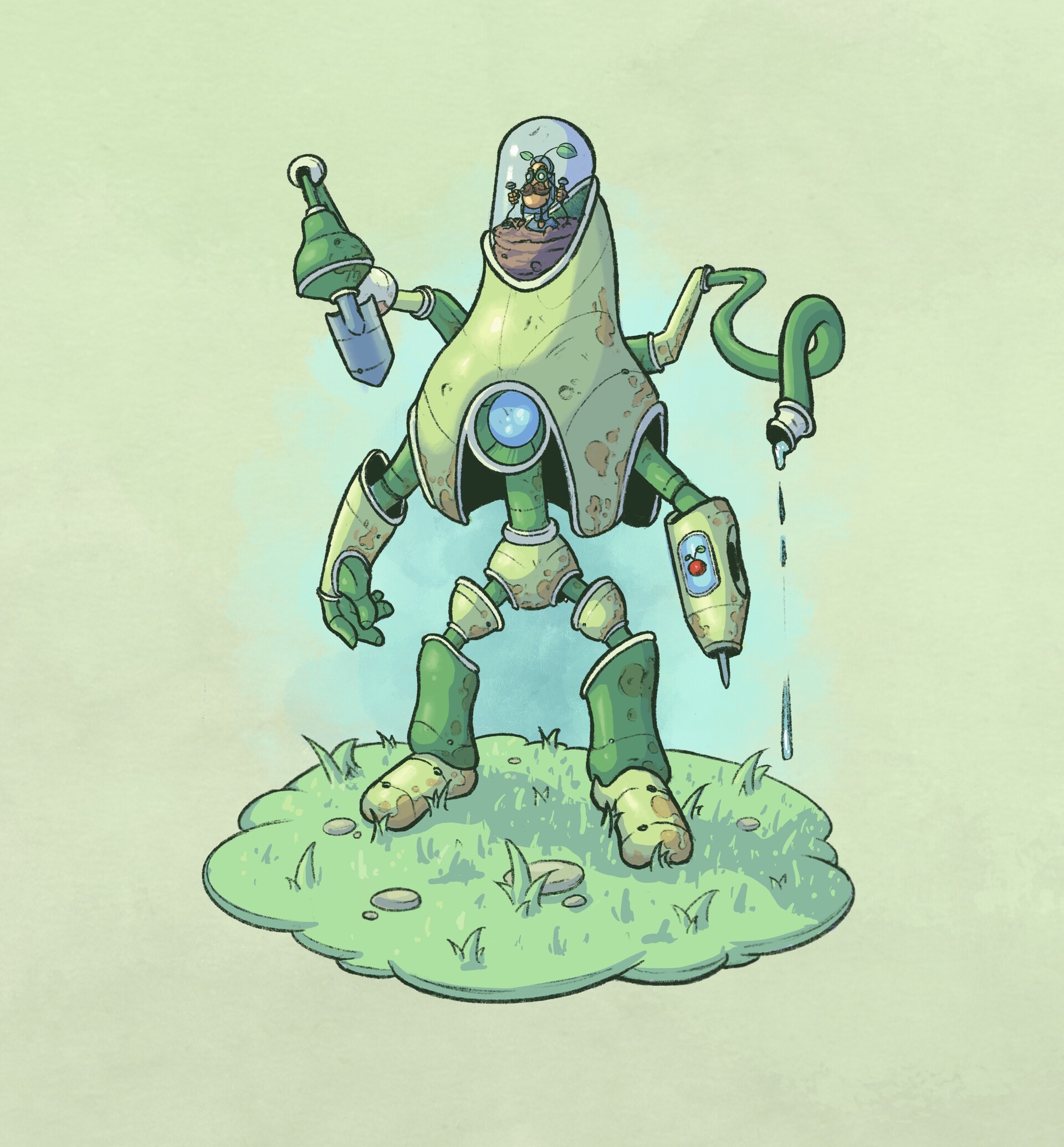 ArtStation - CROPBOT 3.0 - Robot Gardener Character Design Challenge