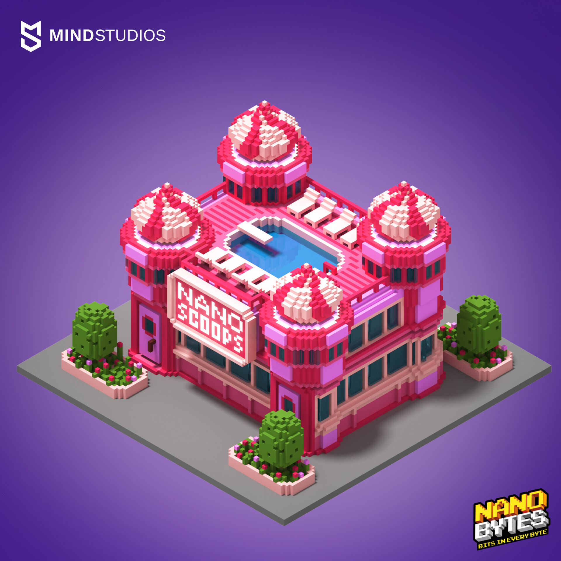 ArtStation - Voxel Ice-cream Cafe @ NanoBytes: ByteWorld