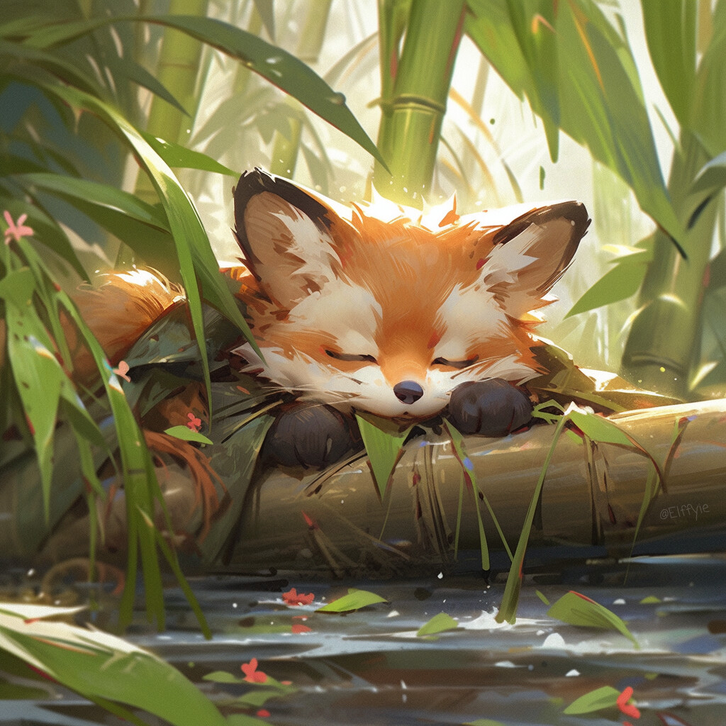 ArtStation - Cute Sleeping Fox