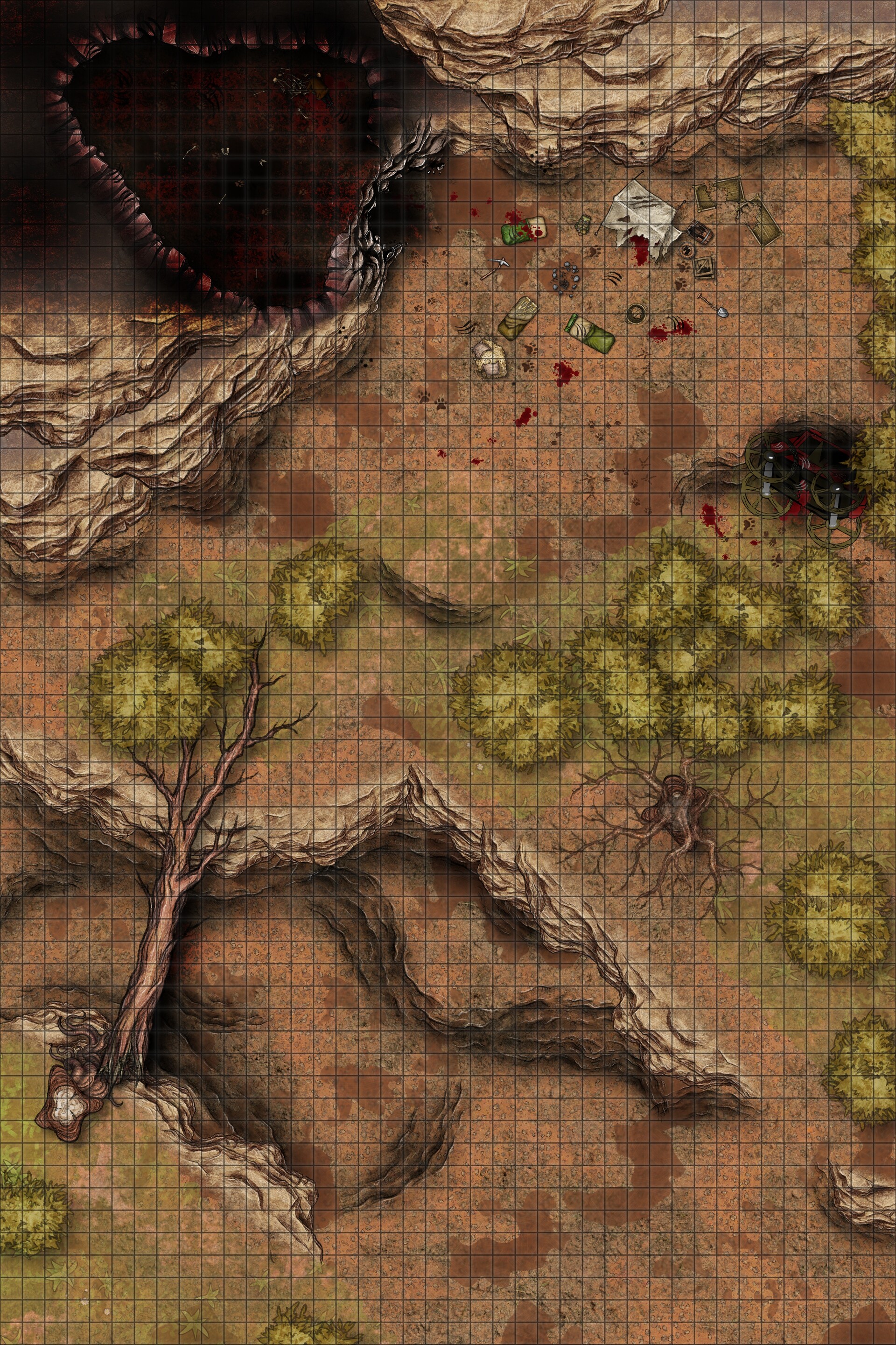 ArtStation - Deadlands Battlemap - Careful where you set up camp.