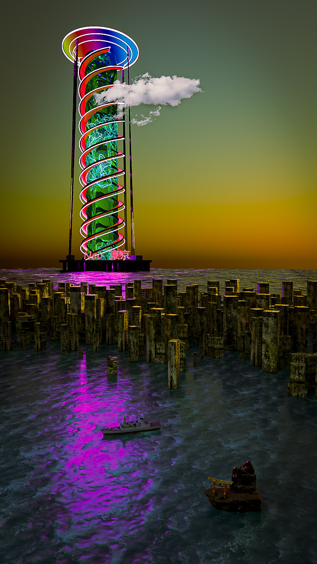 ArtStation - My work for challenge Neo Tokyo environment