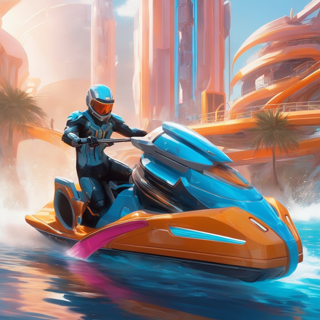 ArtStation - modern water jet vehicle in a futuristic water city