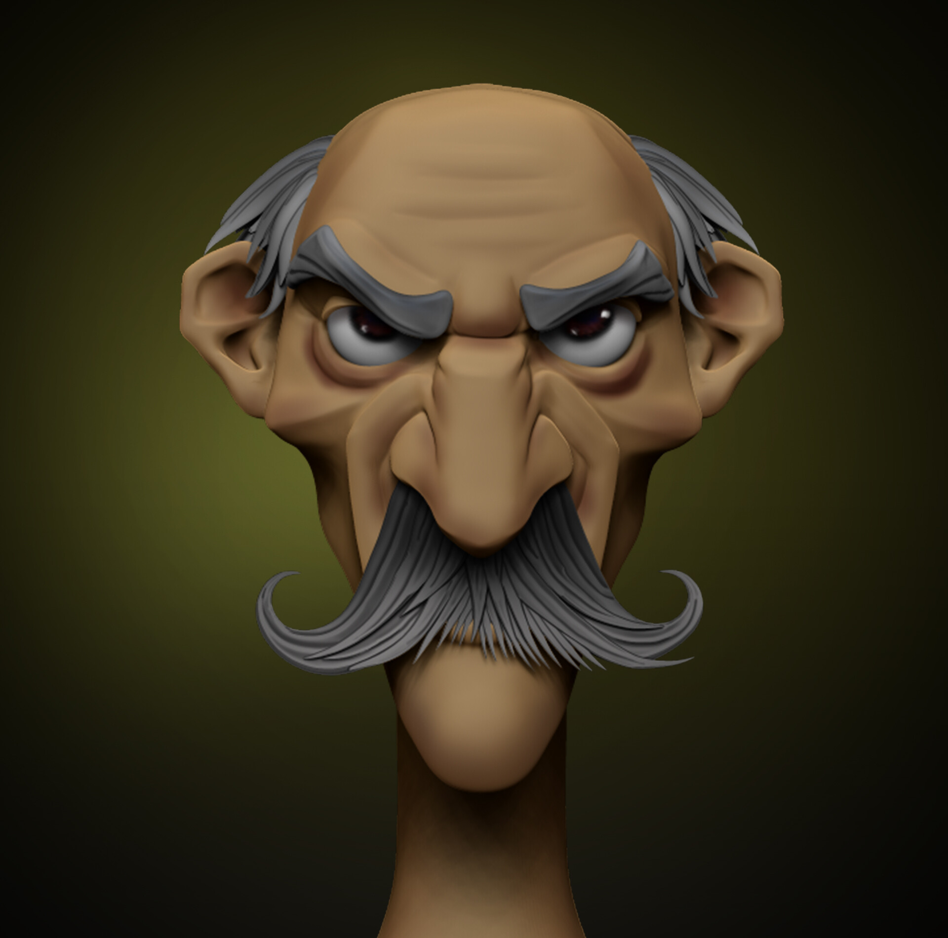 Old Man Cartoon Face With Beard