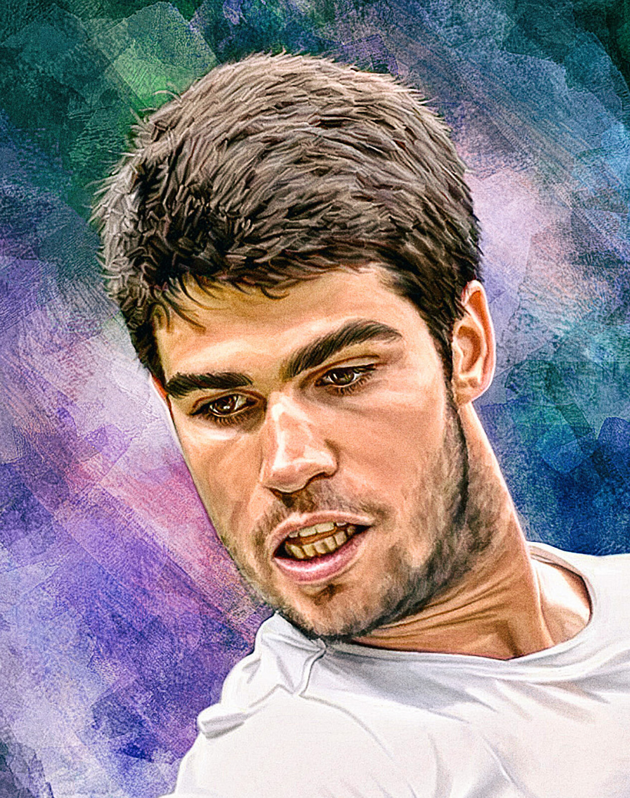 Sam Brannan - Carlos Alcaraz of Spain plays forehand at Wimbledon 2023 ...