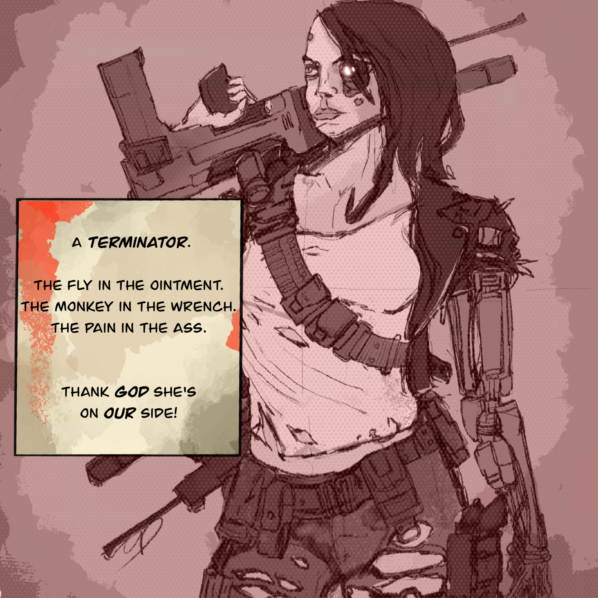 ArtStation - Rebel Terminator Sketch with Comic Panel