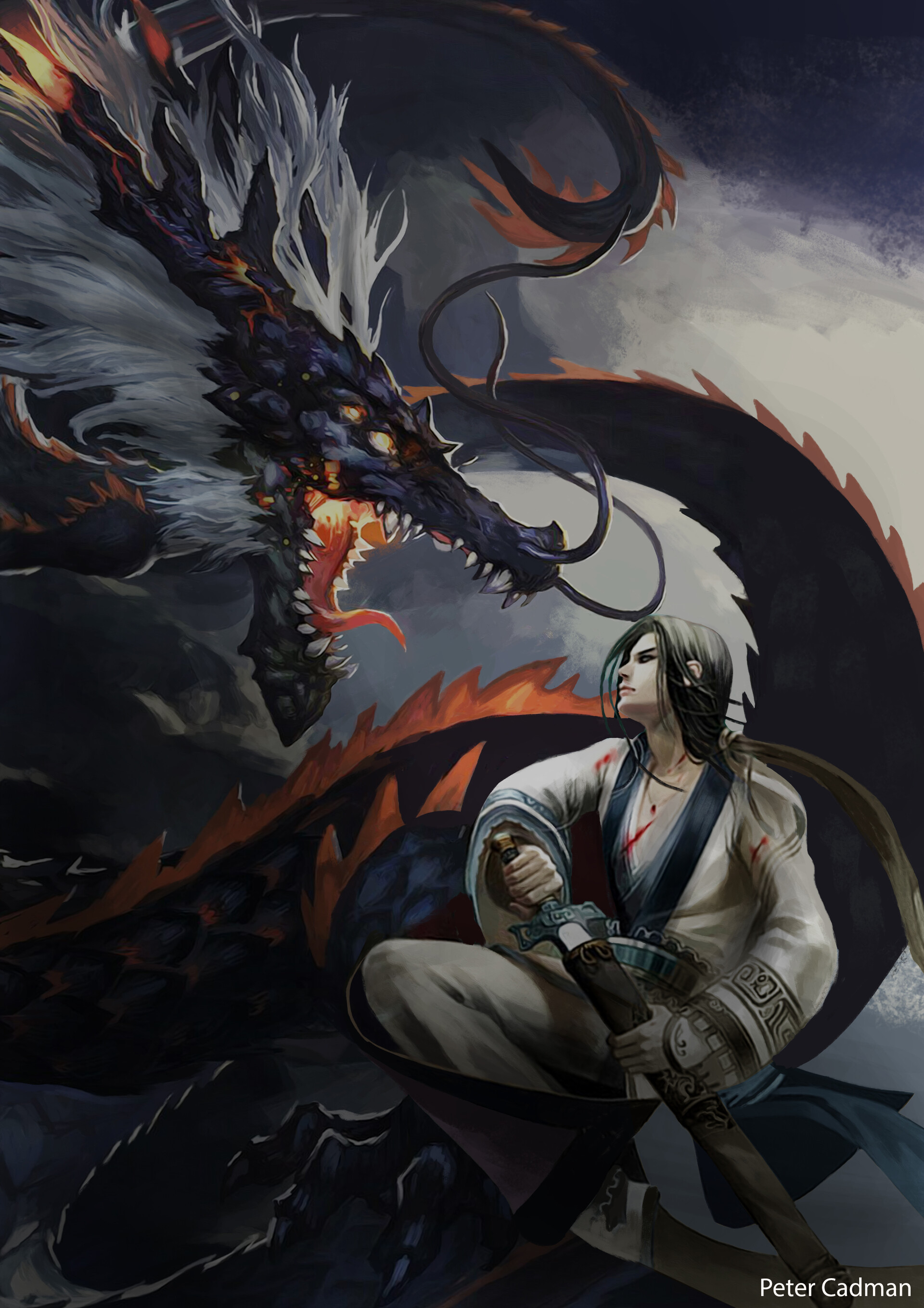 ArtStation - Manga/anime Dragon Battle Illustration and Production Art