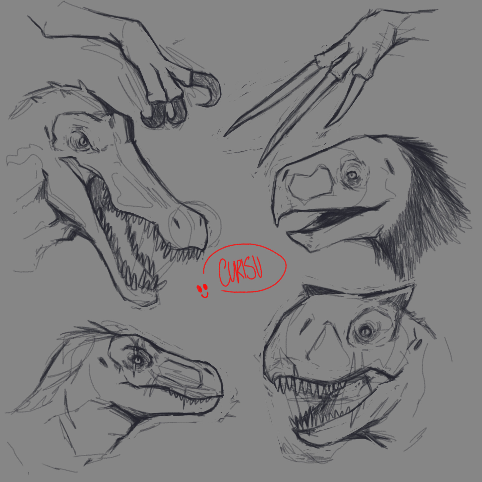 ArtStation - more dino sketch