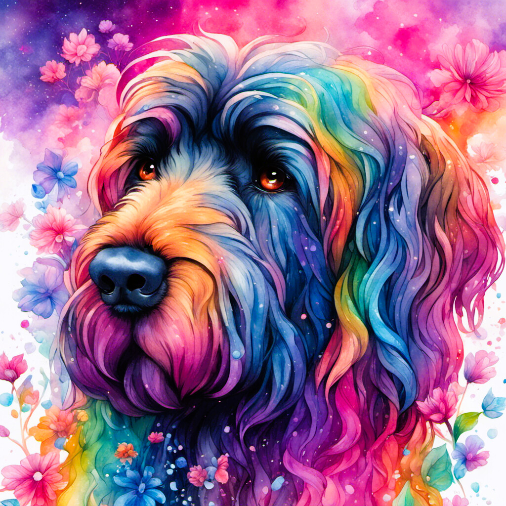 ArtStation - Fantasy colorful dog with flowers