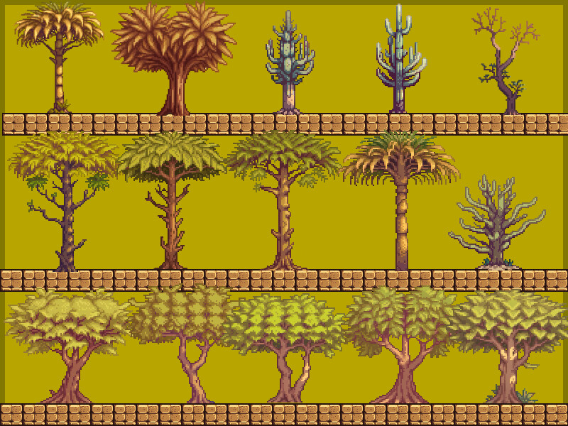 how to draw pixel art trees