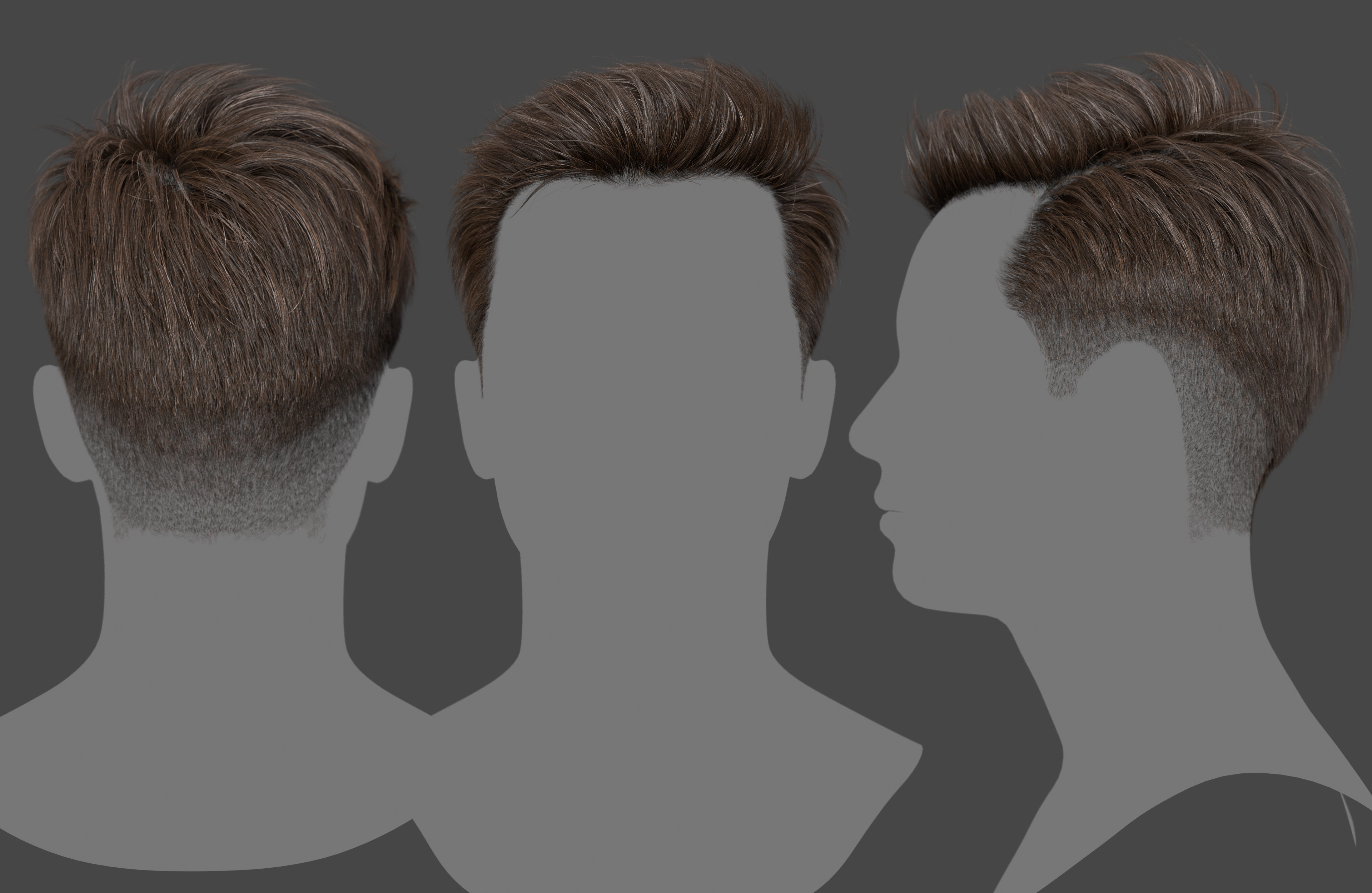 3D Scan Store - 3 Polycard Hair Styles