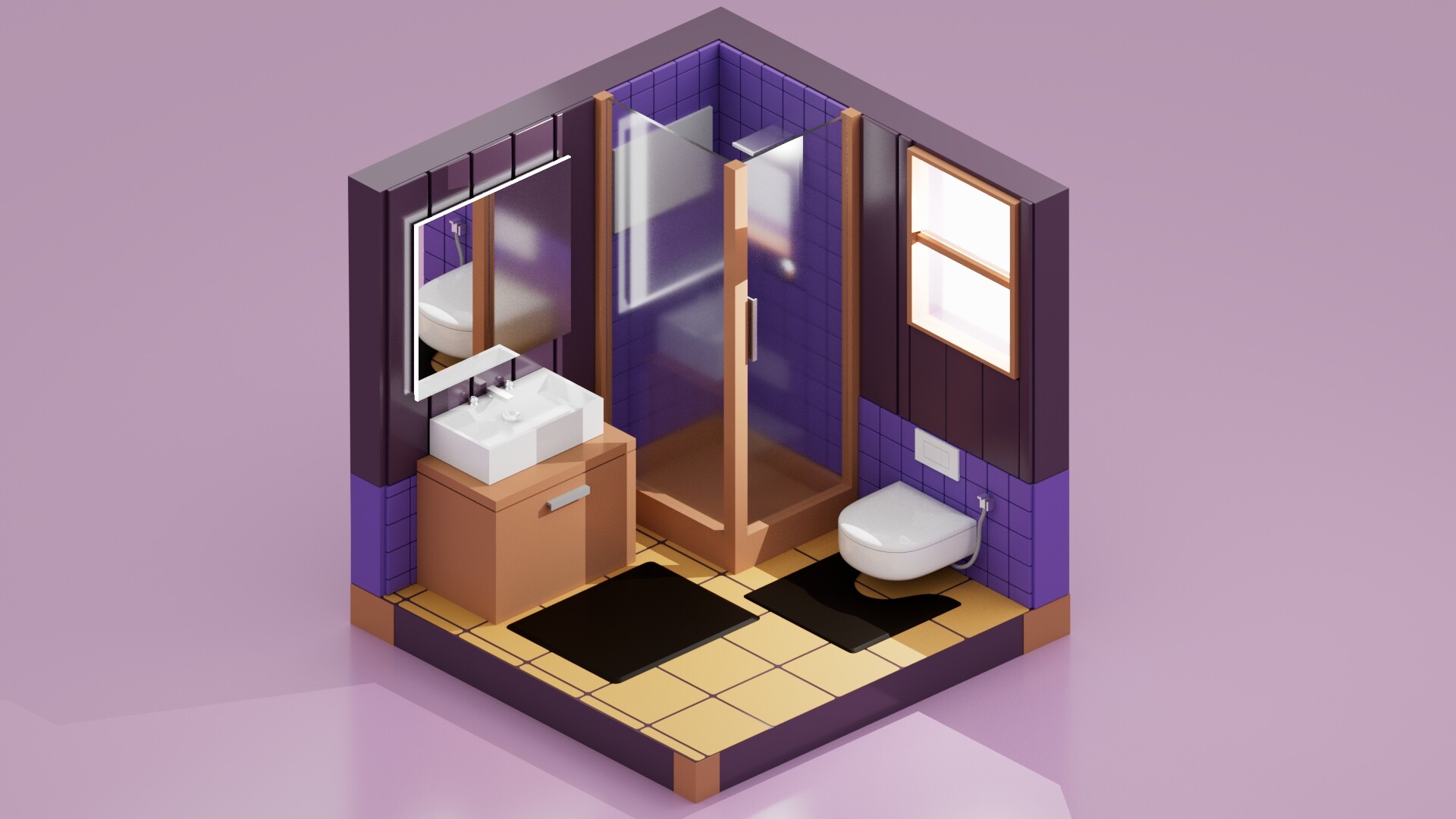 ArtStation - Isometric Bathroom - 3D Design