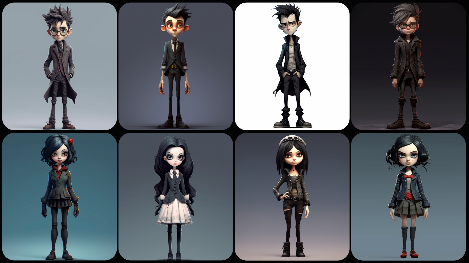 Ferial Studio - 🔹470 Gothic Cartoon Character Reference Image Pack v.4