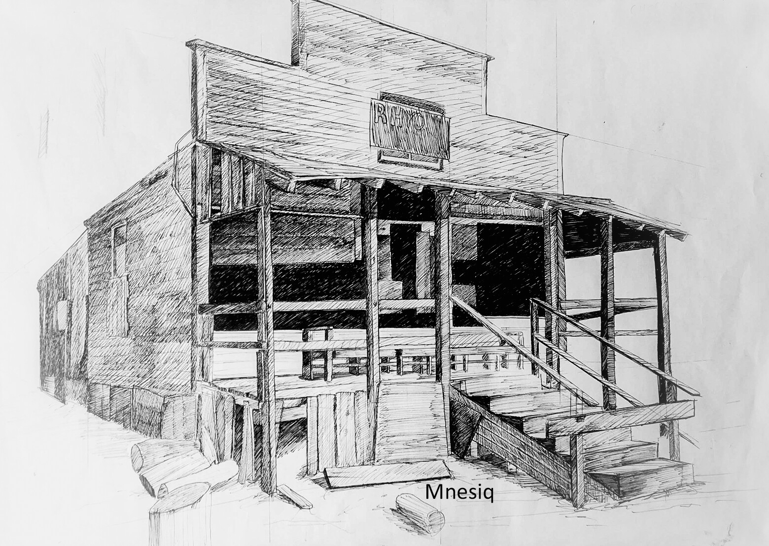 ArtStation - Western Saloon Sketch (Hatching + Miller)