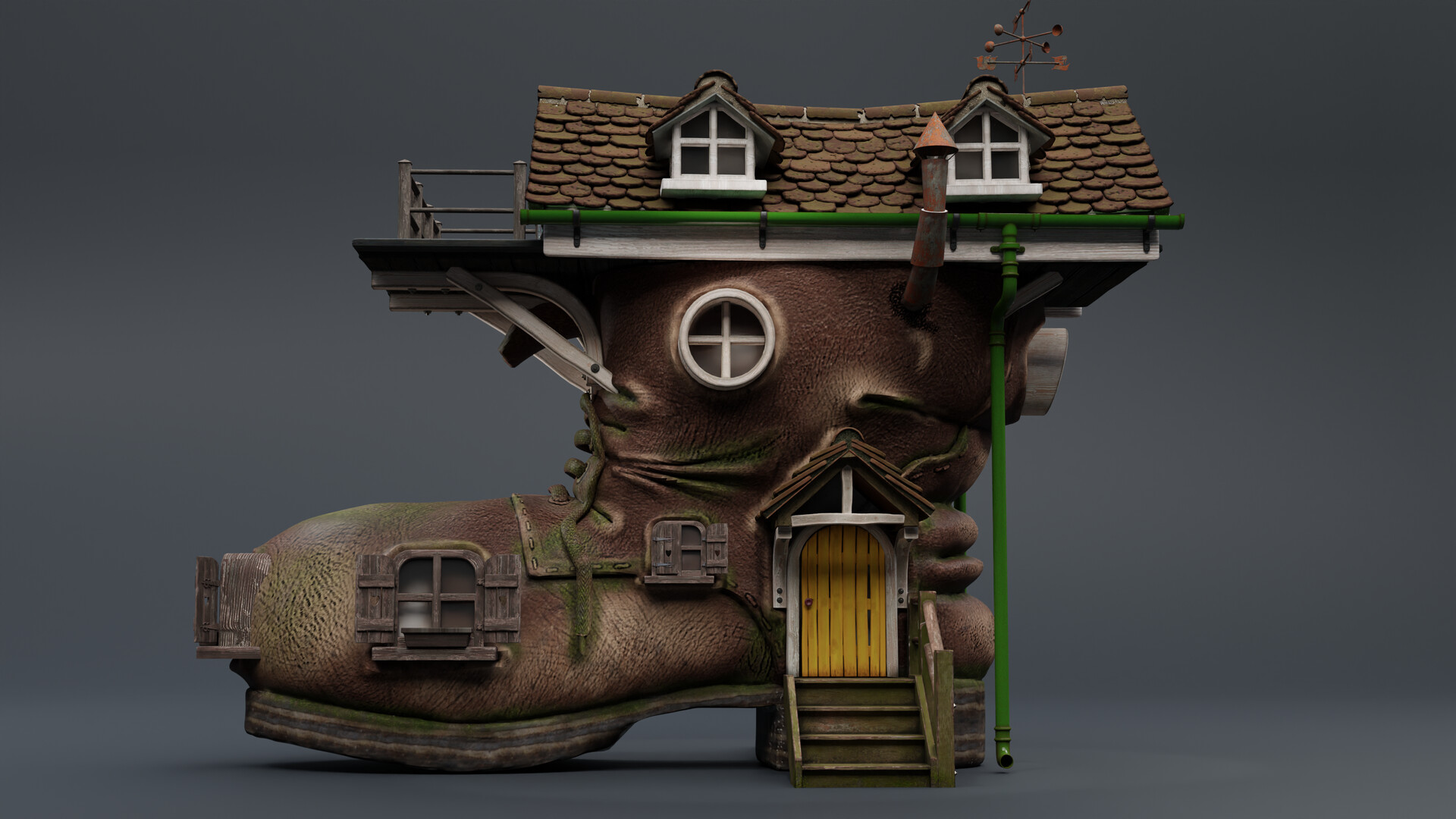 ArtStation - zbrush shoe house turntable