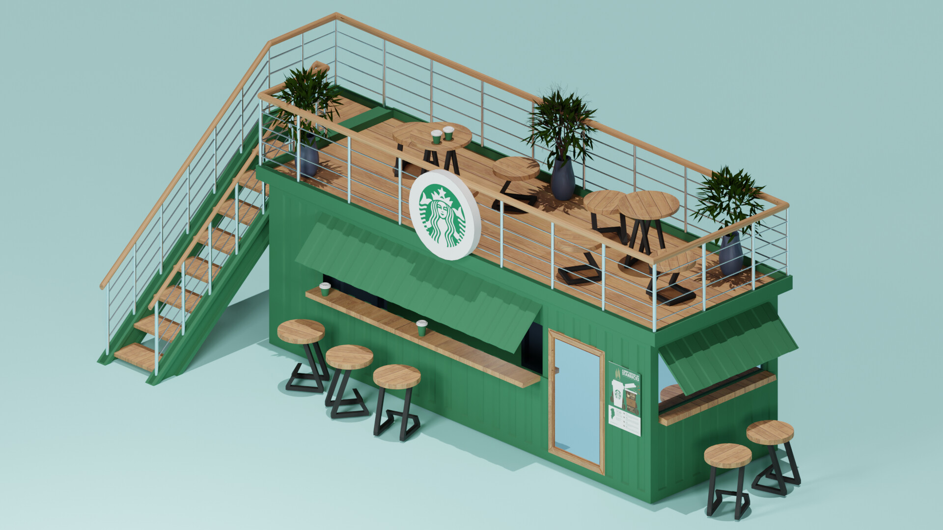 ArtStation - Starbucks cafe in a container