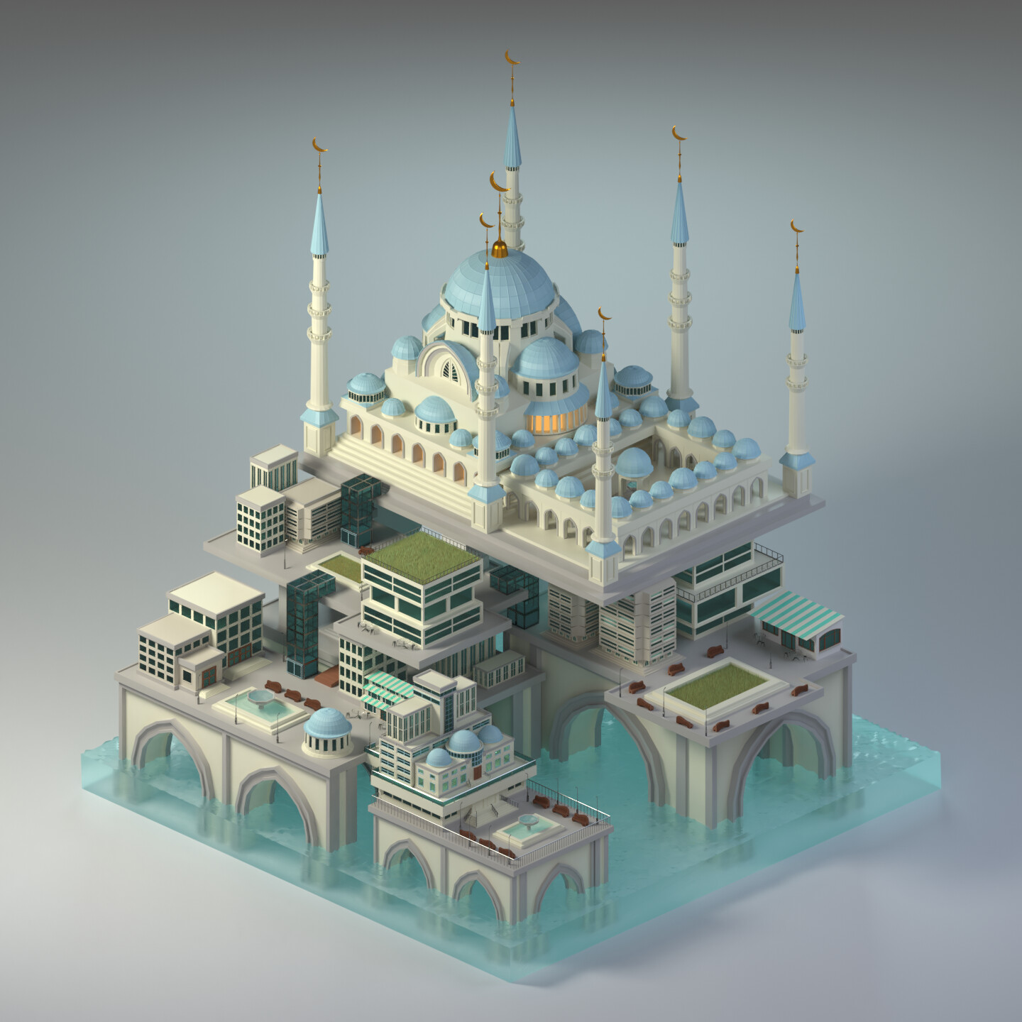 ArtStation - Istanbul Mosque - Stylized diorama