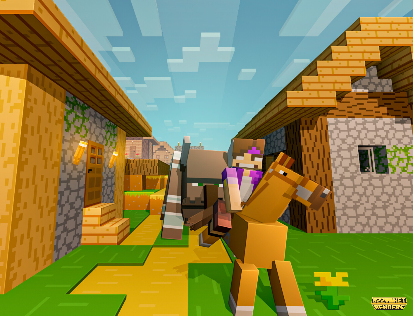 ArtStation - Ravager incident | Minecraft Art