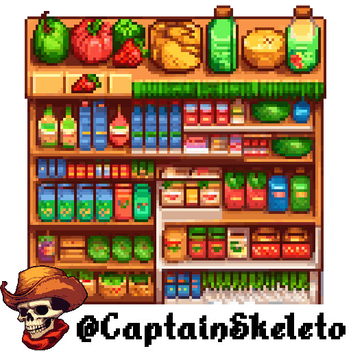 Captainskeleto - A Grocery Shop pixel art 128x128