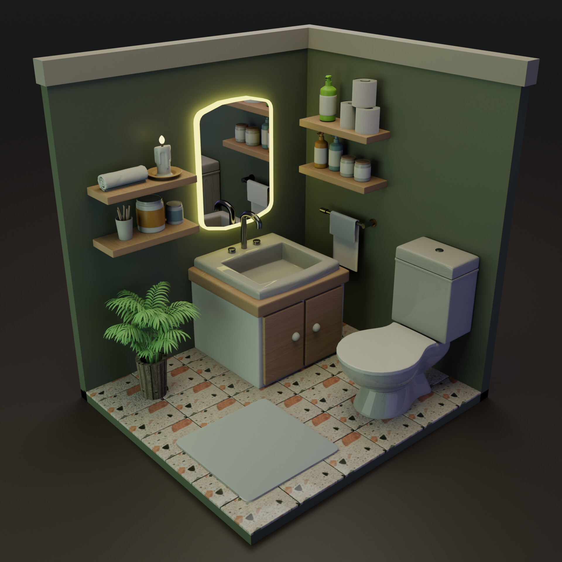 ArtStation - 3D Isometric Bathroom
