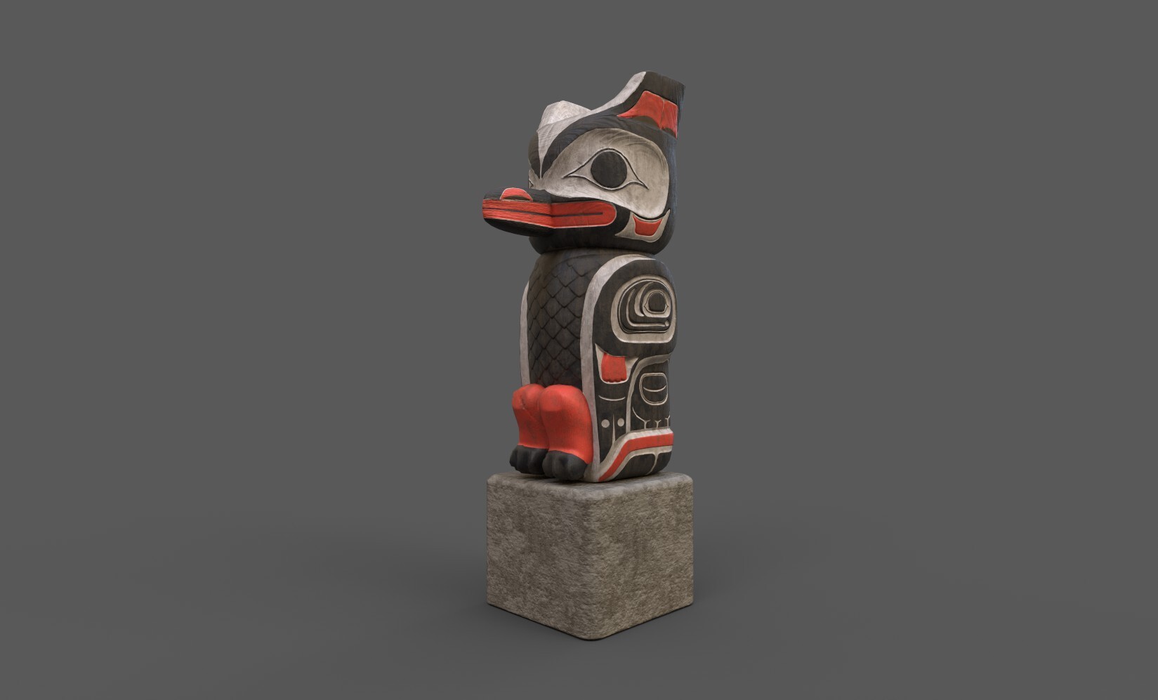 ArtStation - Tlingit Raven Totem Pole Section