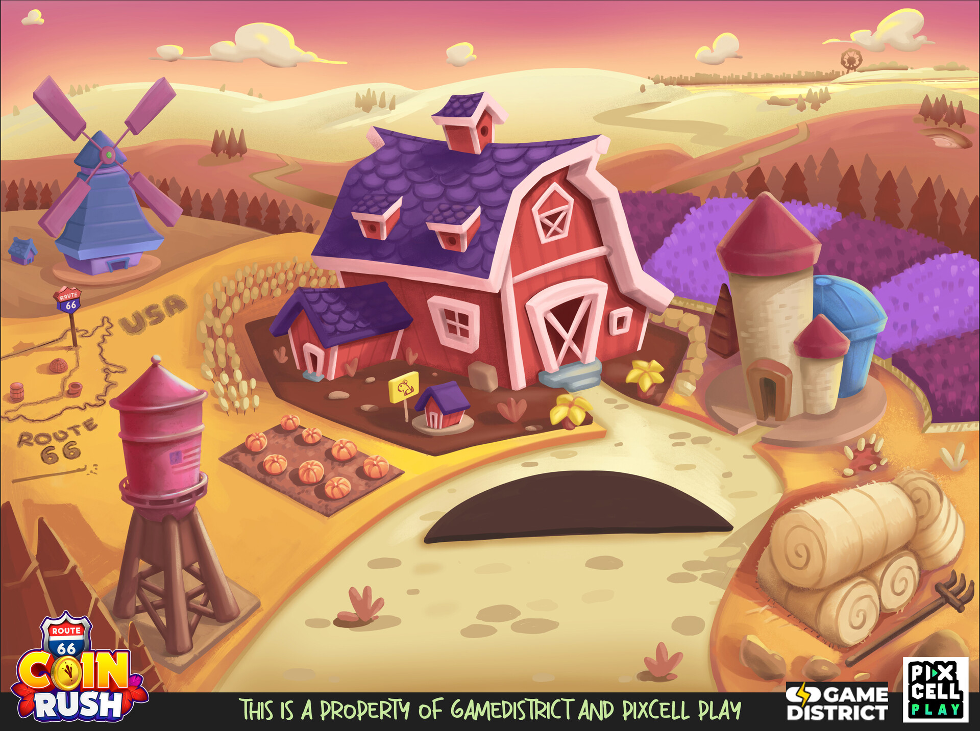 Art Narendar - Bg artworks for Route66 Coin rush game.