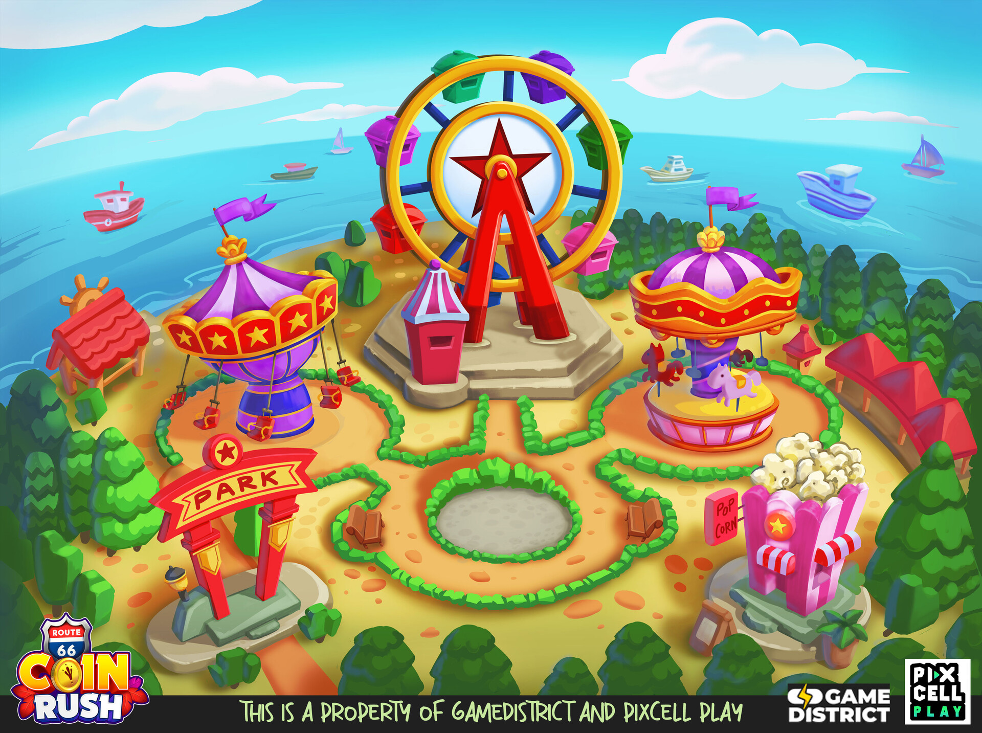 Art Narendar - Bg artworks for Route66 Coin rush game.