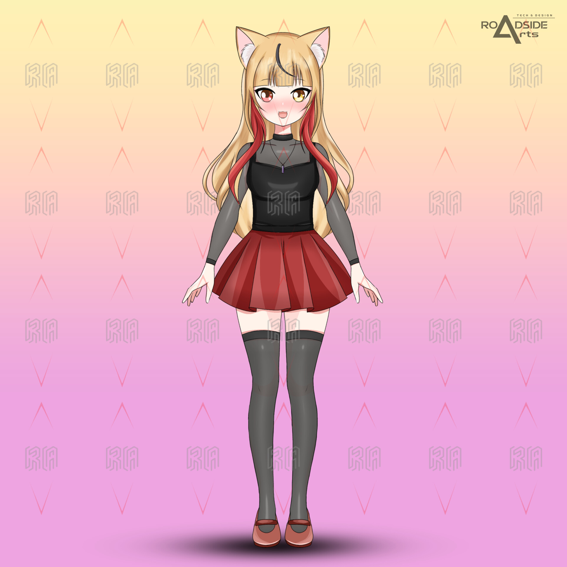 how to draw a cat girl anime