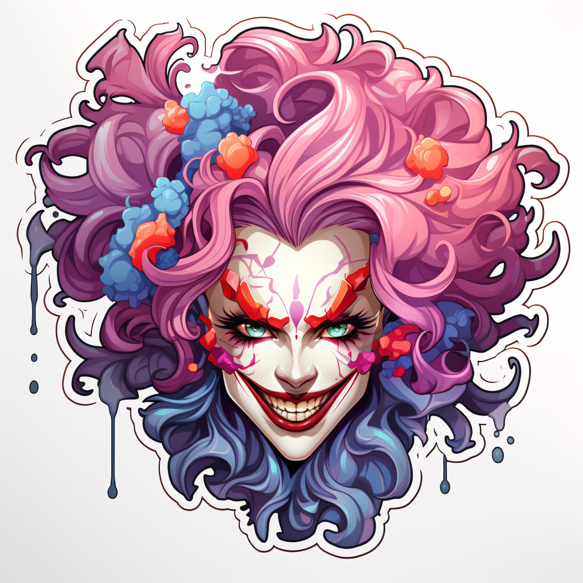 Dadi Katay - 200 Cartoon Evil Clown Stickers (4k)