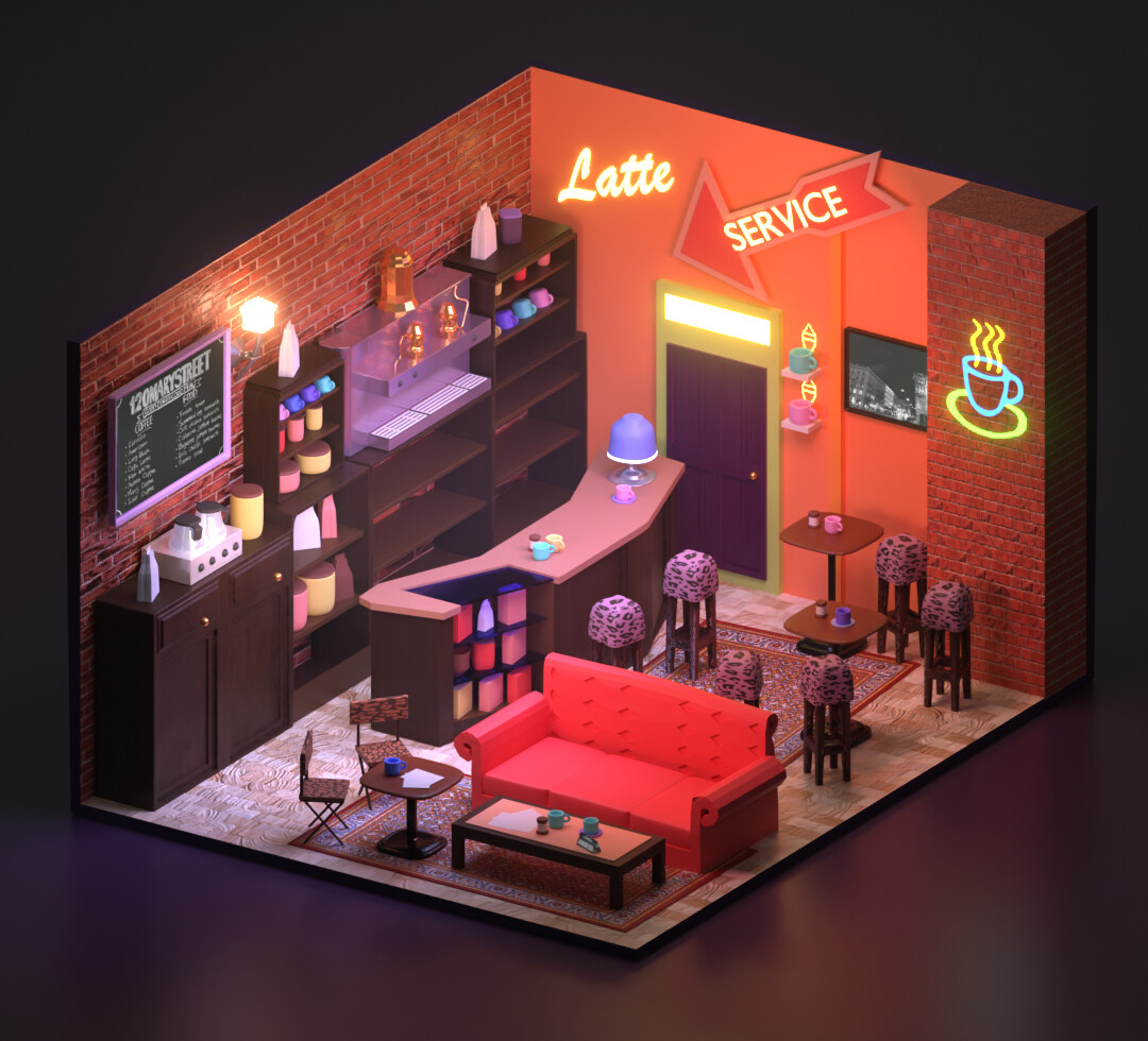 ArtStation - Cafe Isometric