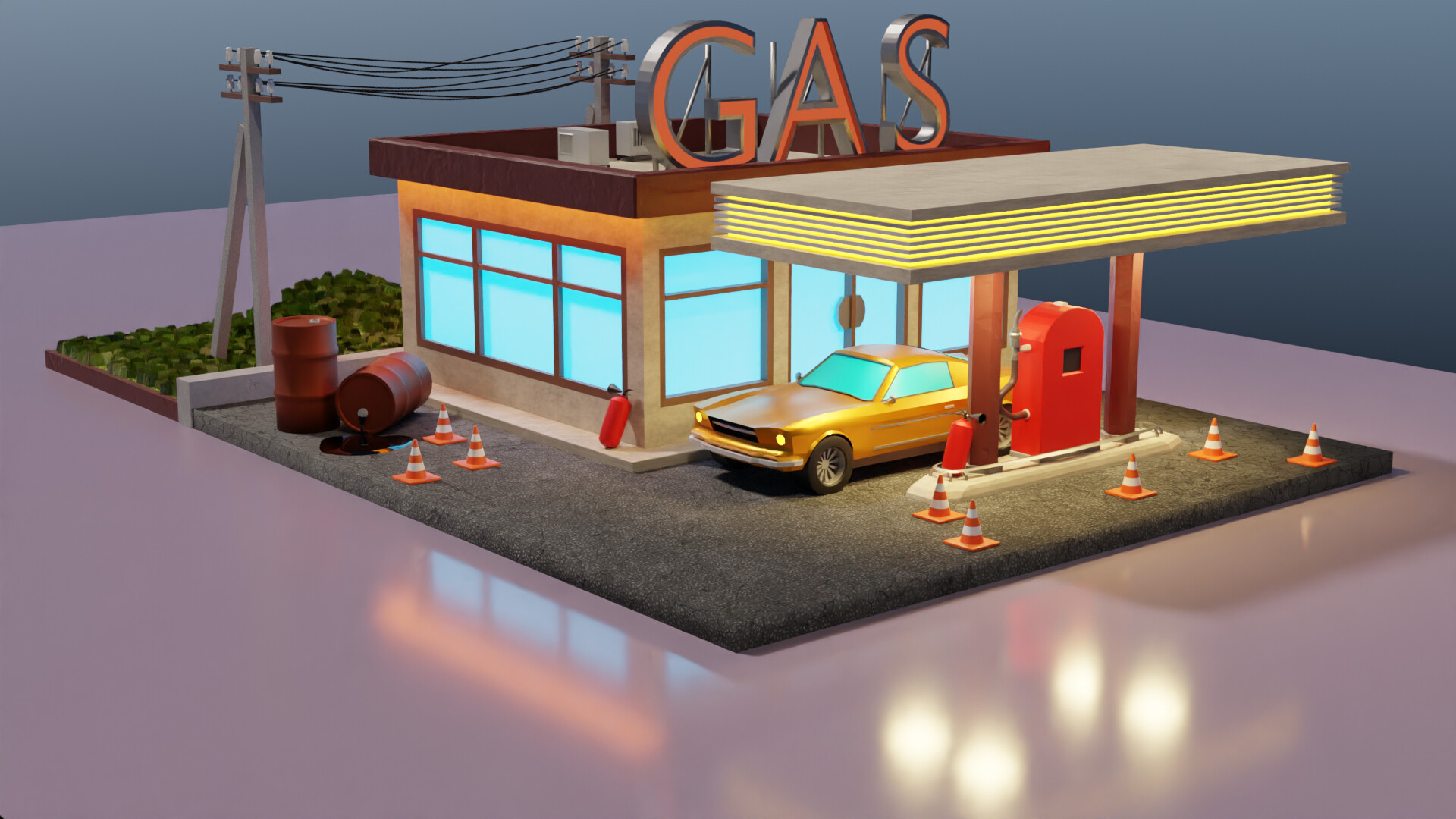 ArtStation - Low poly Gas station