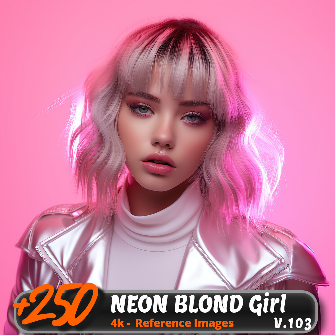 ArtStation - NEON BLOND Girl VOL.103/ 4K/ Reference Image
