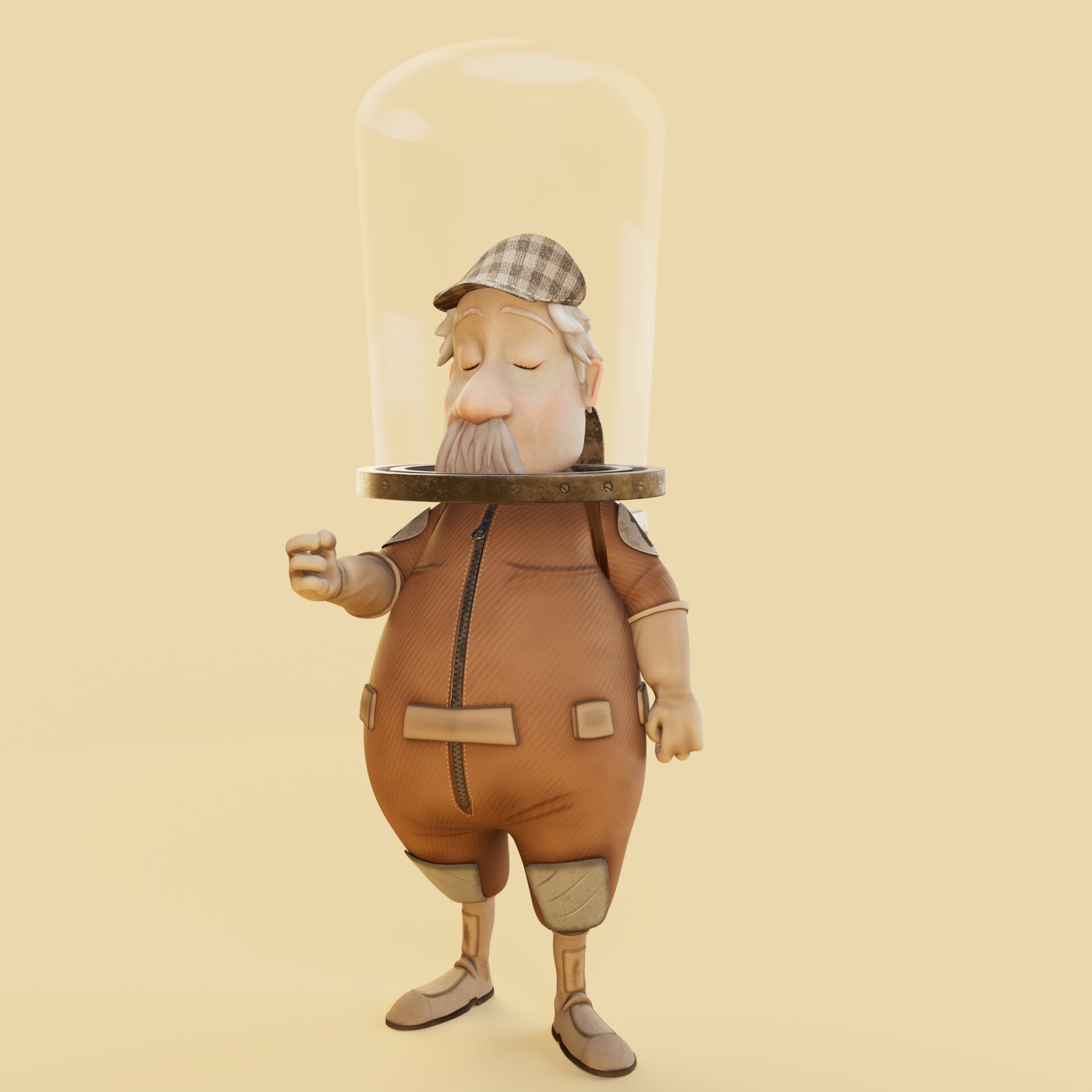 ArtStation - Cartoon old man in diving suit