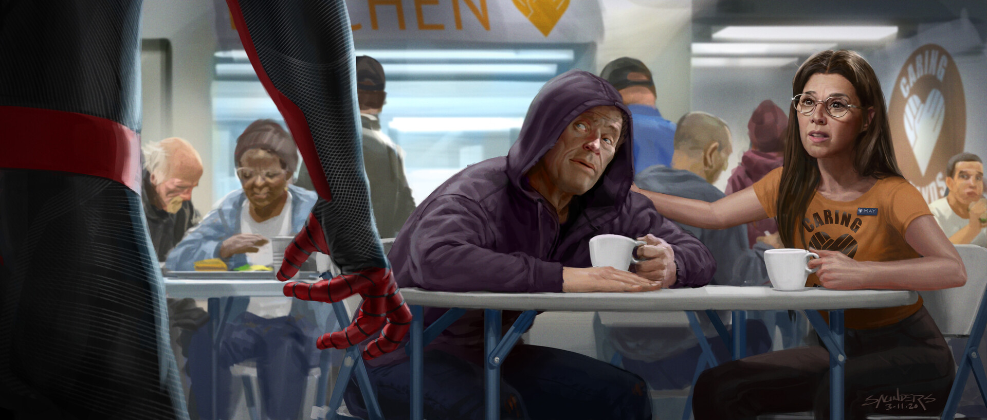 Phil Saunders - Spiderman: No Way Home (2020) - May's Guest at the Shelter